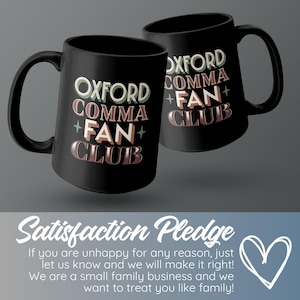 Oxford Comma Fan Club Mug, Grammar Nerd Coffee Cup, Author Writer ...