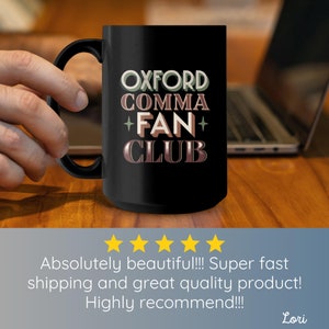 Oxford Comma Fan Club Mug, Grammar Nerd Coffee Cup, Author Writer ...