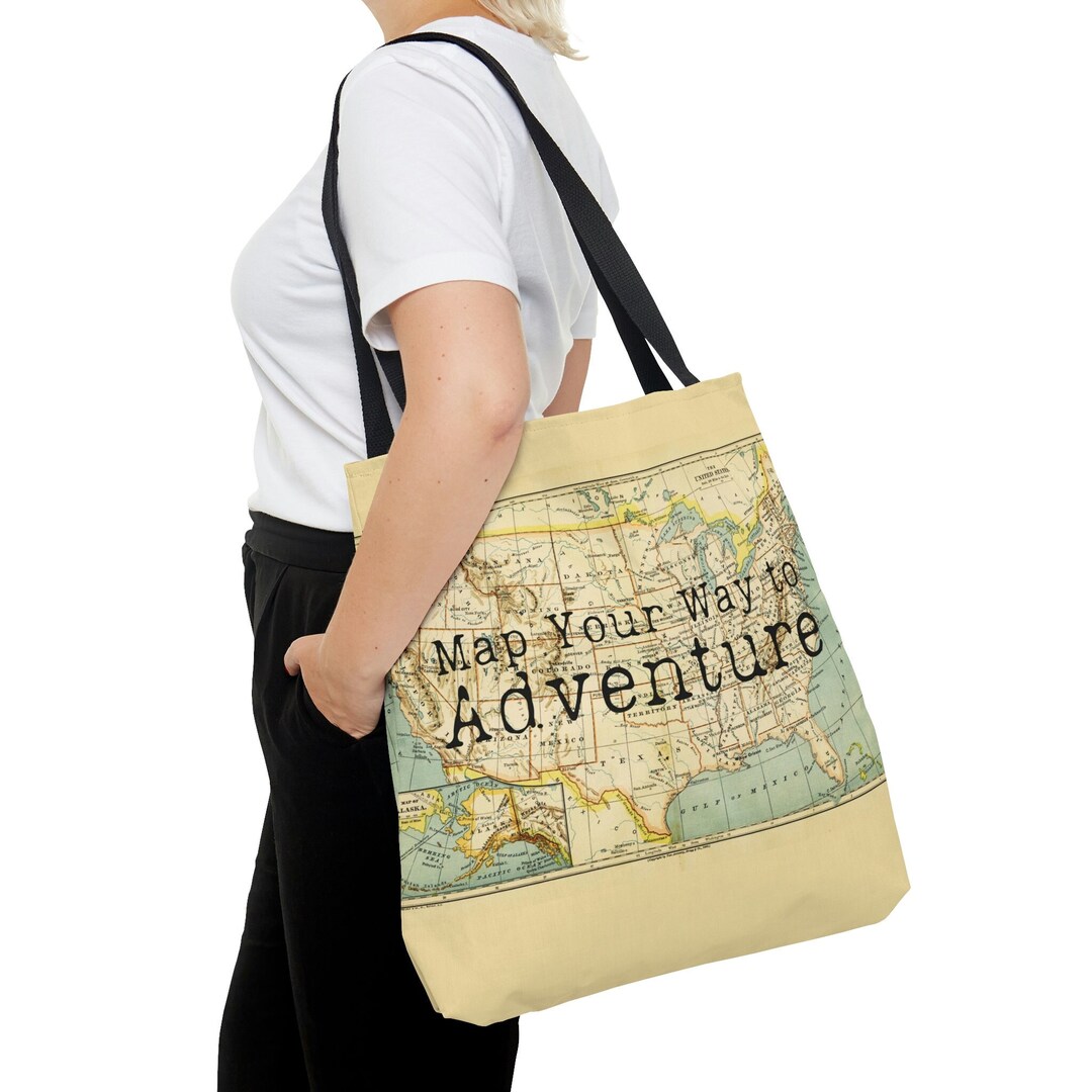 Map Your Way to Adventure Tote Bag, USA Map Tote Bag, America Map Tote ...