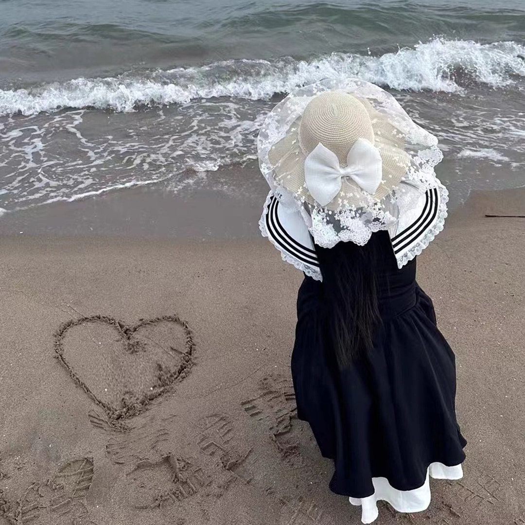 Shining/lace Streamers Big Brim Straw Hat/hand Woven Summer - Etsy