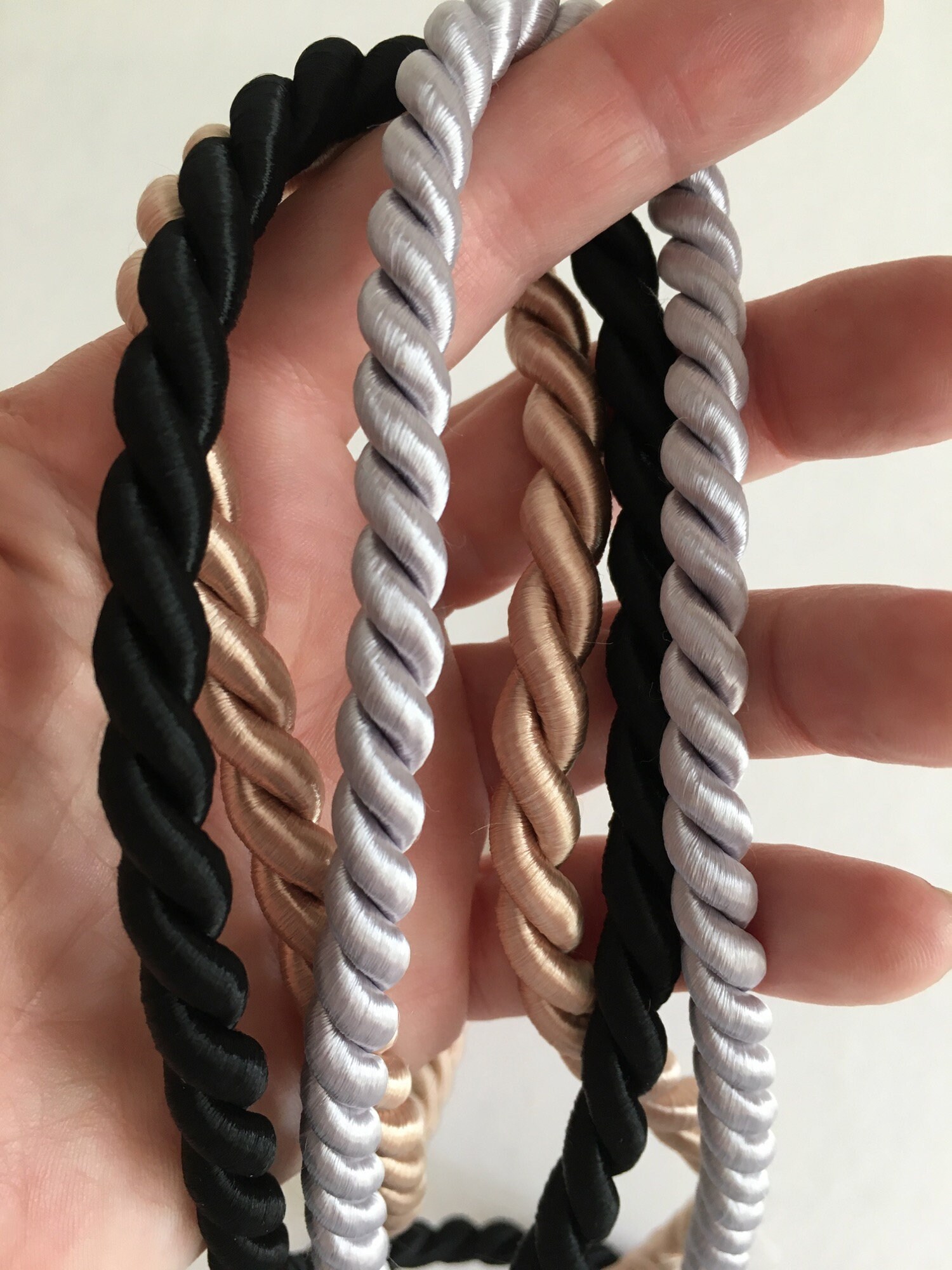 Silky Twisted Cord 3,5 or 7mm Satin Cord, 25 Meters, 3-ply Twisted ...