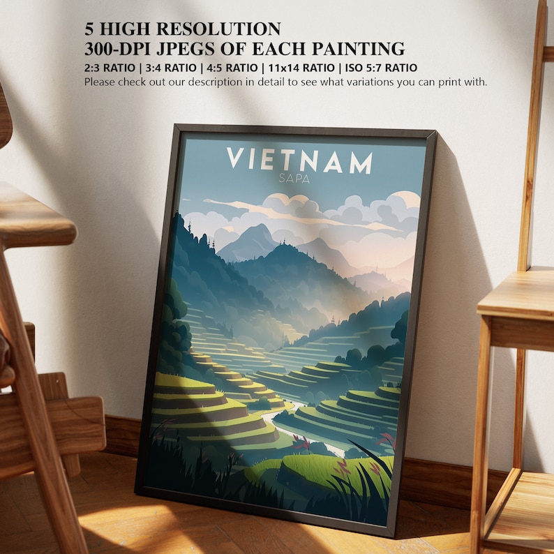 Sapa Vietnam Travel Poster | Home Wall Decor | Printable Digital ...