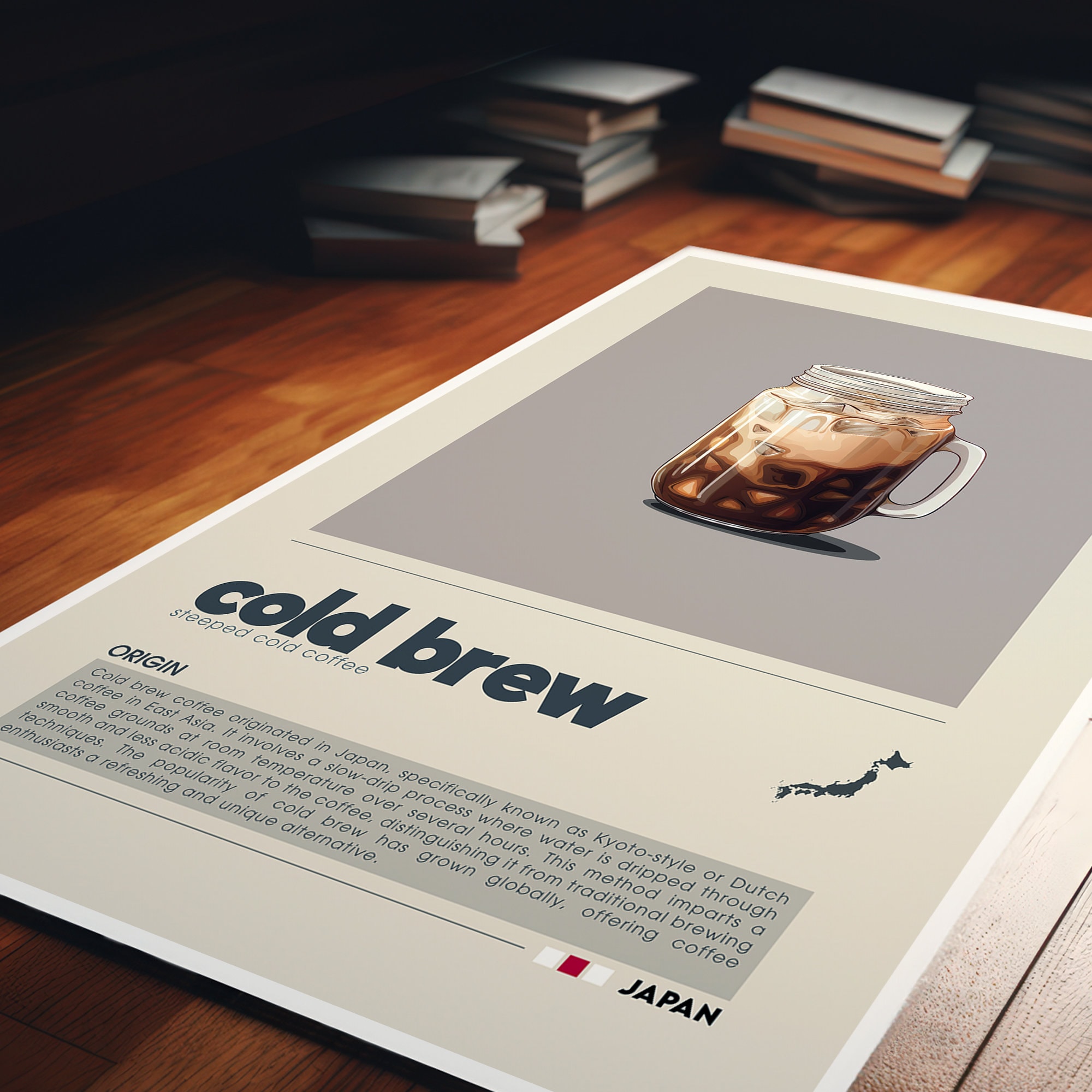 Cold Brew Poster Minimalist Japanese Coffee Art Caffe Illustration Cafe ...