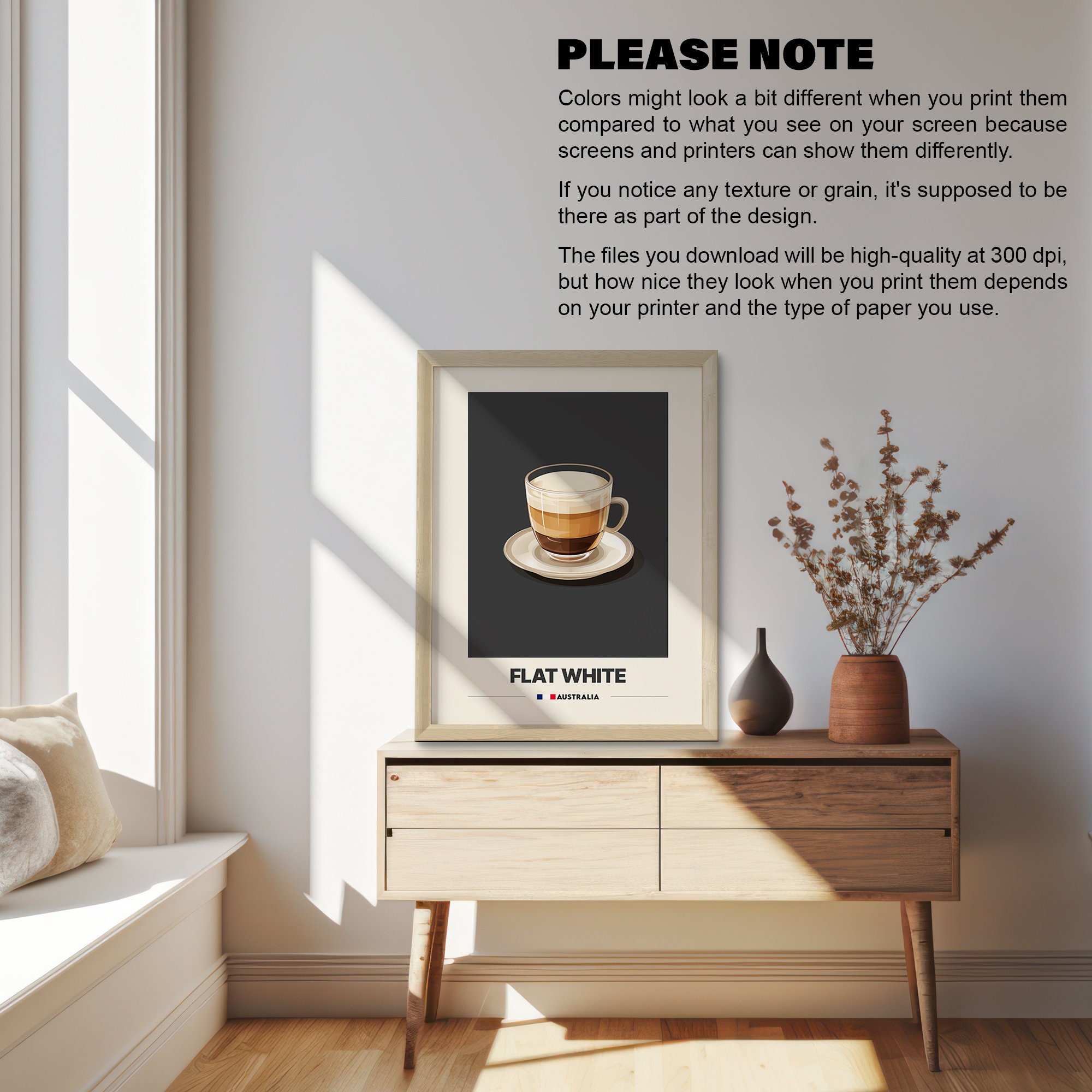 Flat White Poster | Australian Coffee | Minimalist Cafe Decor ...
