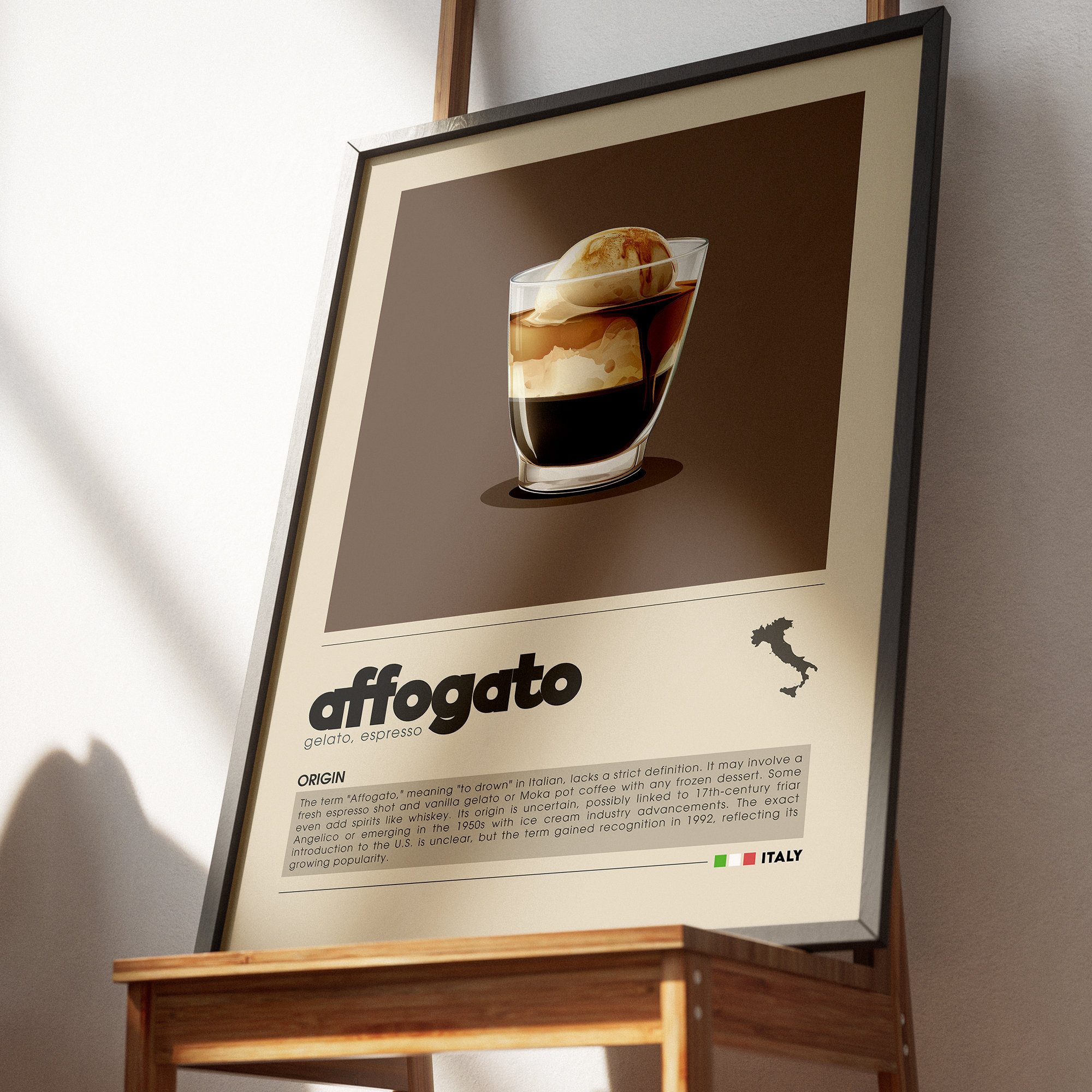 Affogato Poster | Minimalist Italian Dessert Art Deco | Kitchen, Cafe ...