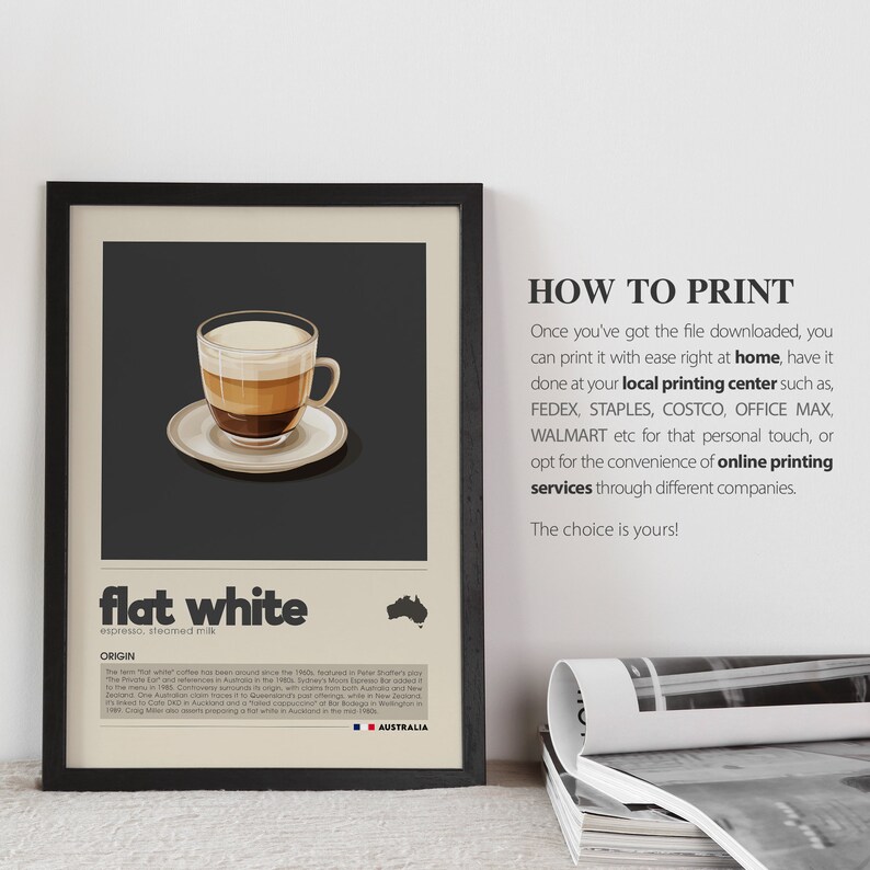 Flat White Coffee Art Print: Minimalist Cafe Decor (digital Download ...