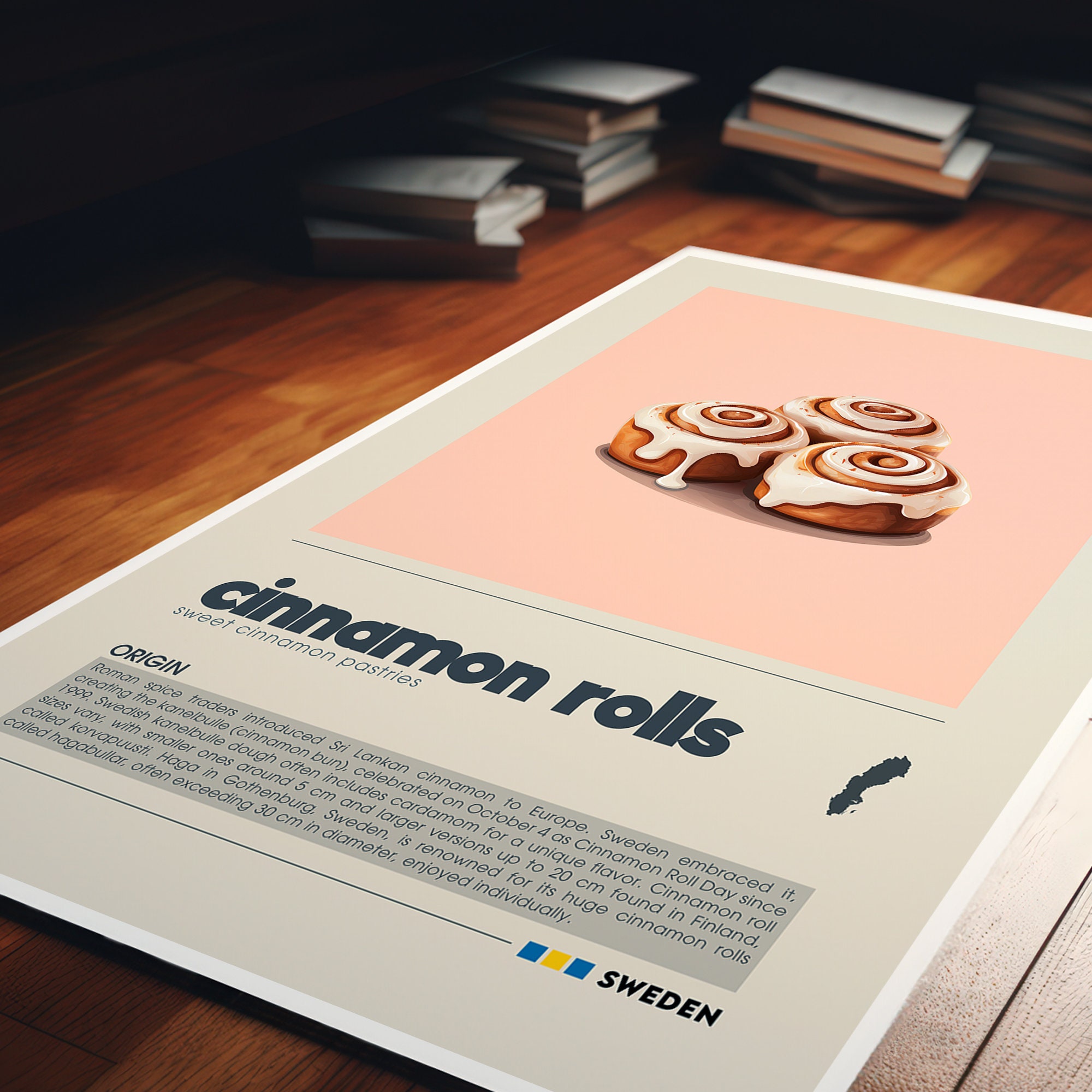 Cinnamon Rolls Poster: Minimalist Swedish Dessert Print (digital ...