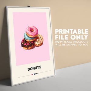 Donuts Poster | American Dessert | Minimalist Cafe Decor | Printable ...