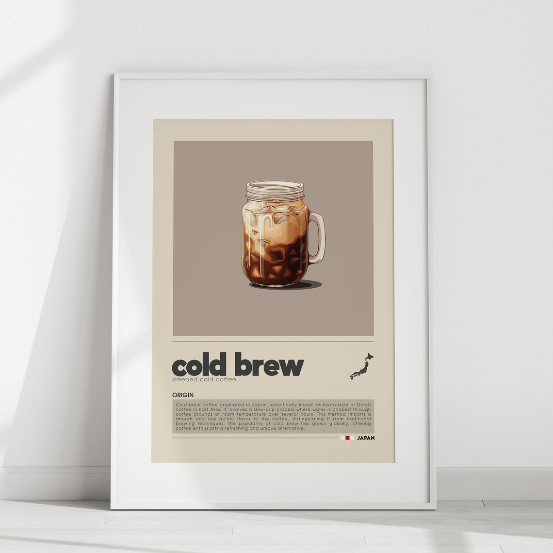 Cold Brew Poster Minimalist Japanese Coffee Art Caffe Illustration Cafe ...