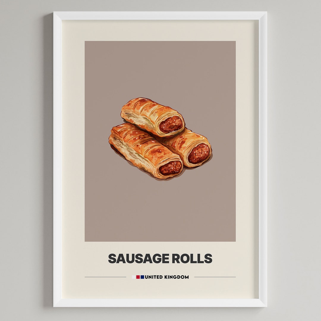 Sausage Rolls Poster | European Food | Minimalist Cafe Art Deco ...