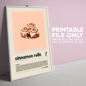 Cinnamon Rolls Poster: Minimalist Swedish Dessert Print (digital ...