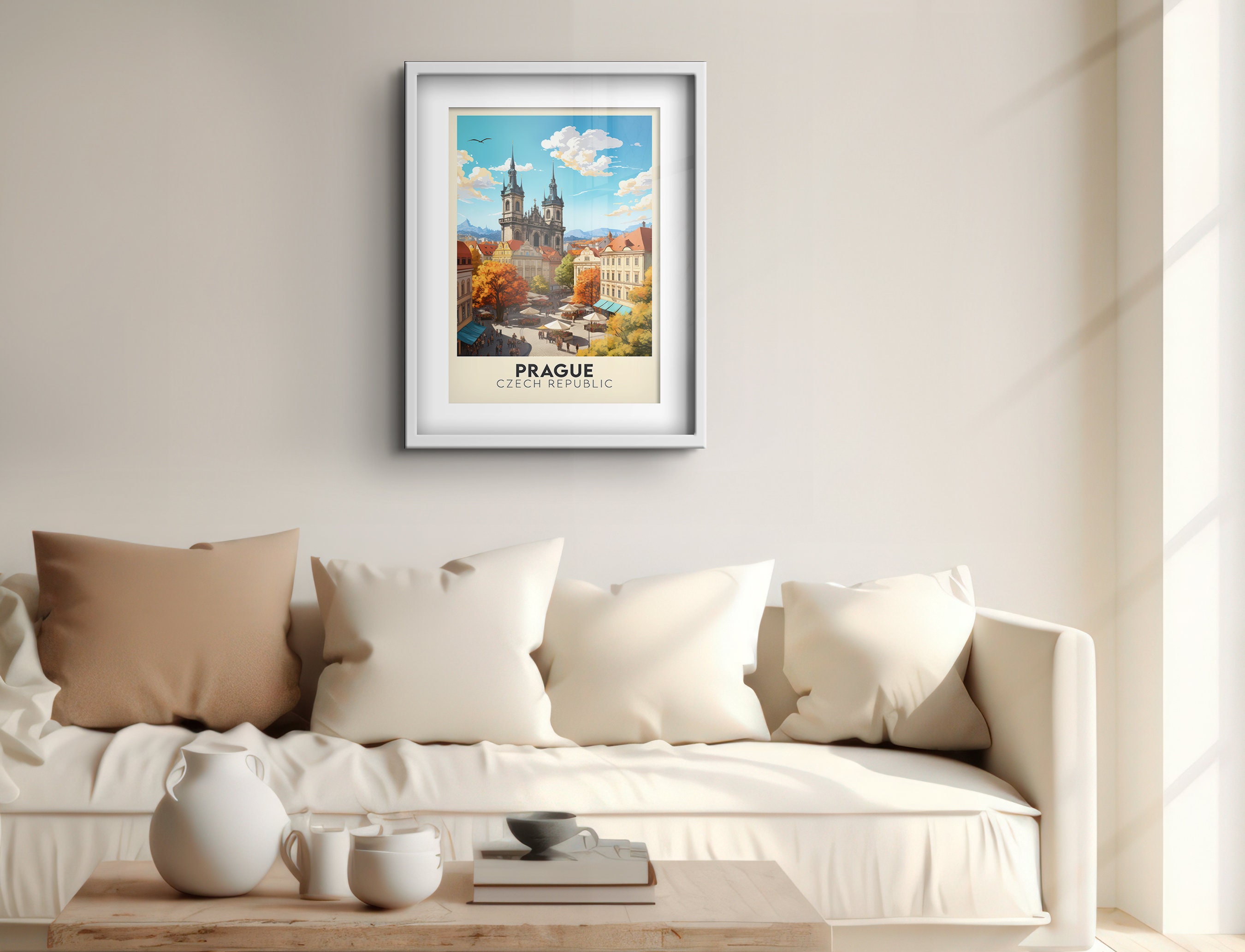 Prag Travel Poster Tschechien Europa Poster Retro Stadt Illustration ...
