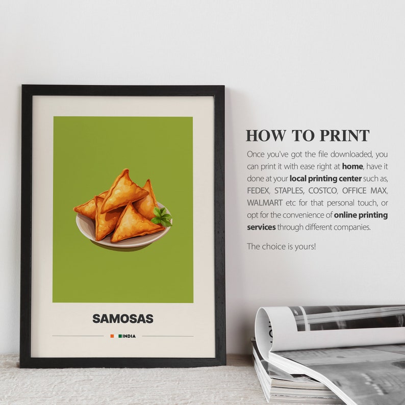 Samosas Poster | India Food | Minimalist Cafe Art Deco | Printable ...