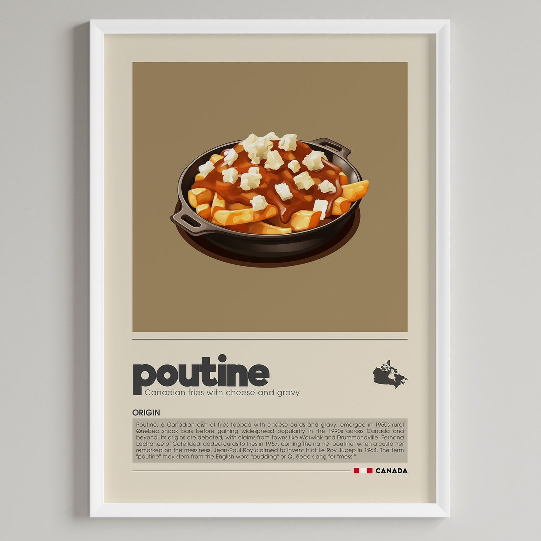 Poutine Poster | Minimalist Canadian Food Art Deco | Kitchen, Cafe ...