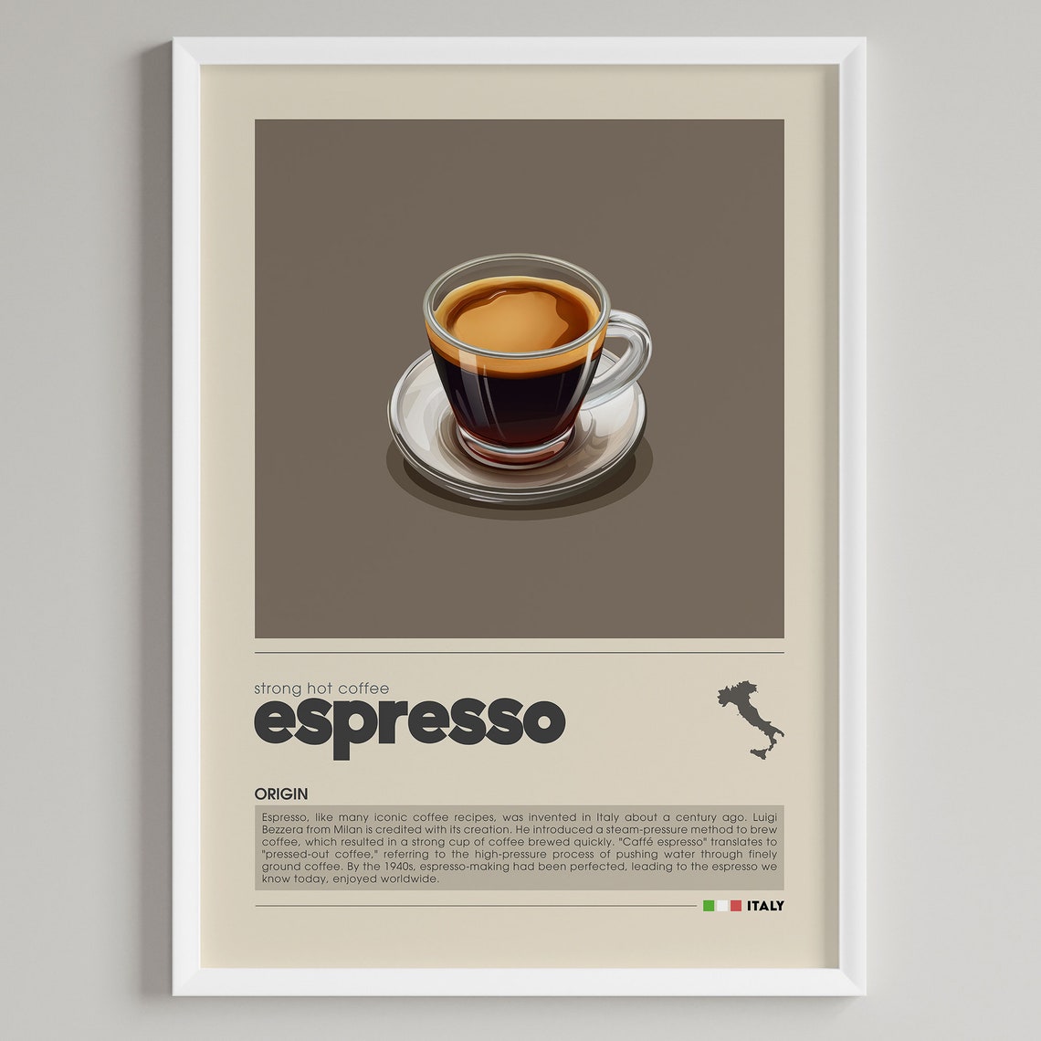 Espresso Poster | Italian Coffee | Minimalist Wall Decor | Printable ...