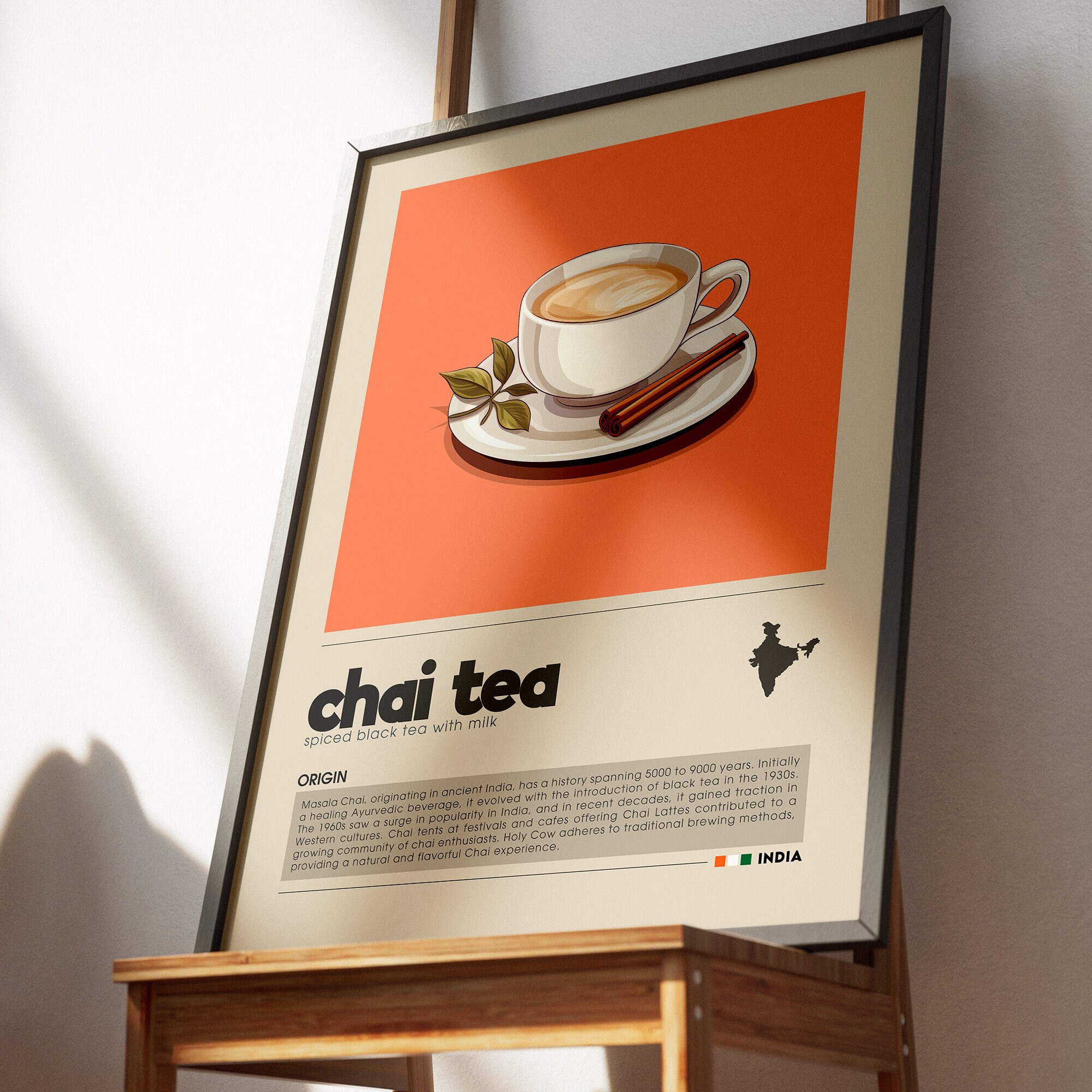 Chai Tea Poster Minimalist Drink Art Classic Indian Tea Print Cafe Wall ...