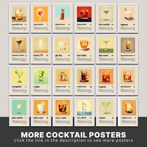 Bellini Cocktail Poster | Minimalist Bar Cart Decor | Printable Digital ...