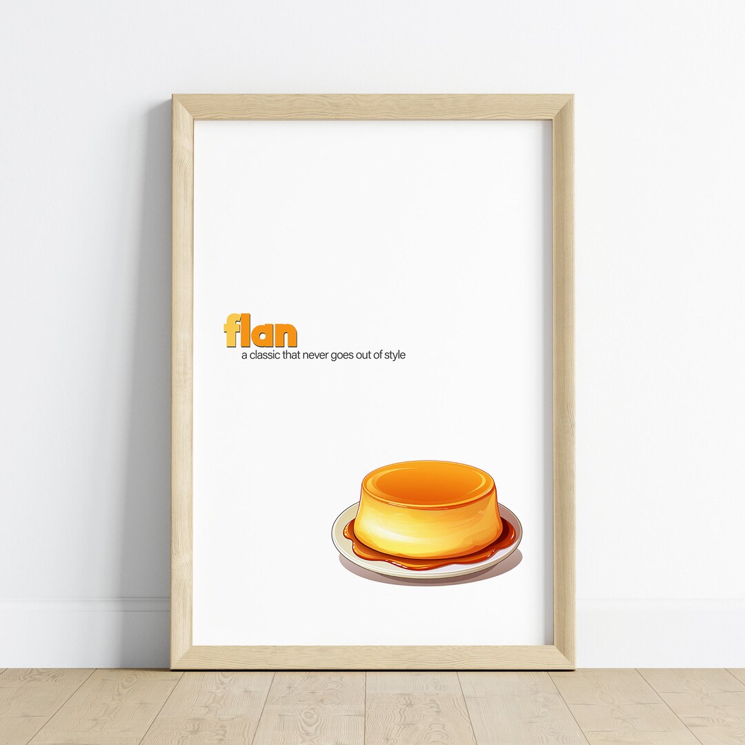 Flan Poster: Spanish Food Art, Minimalist Kitchen Decor (digital ...