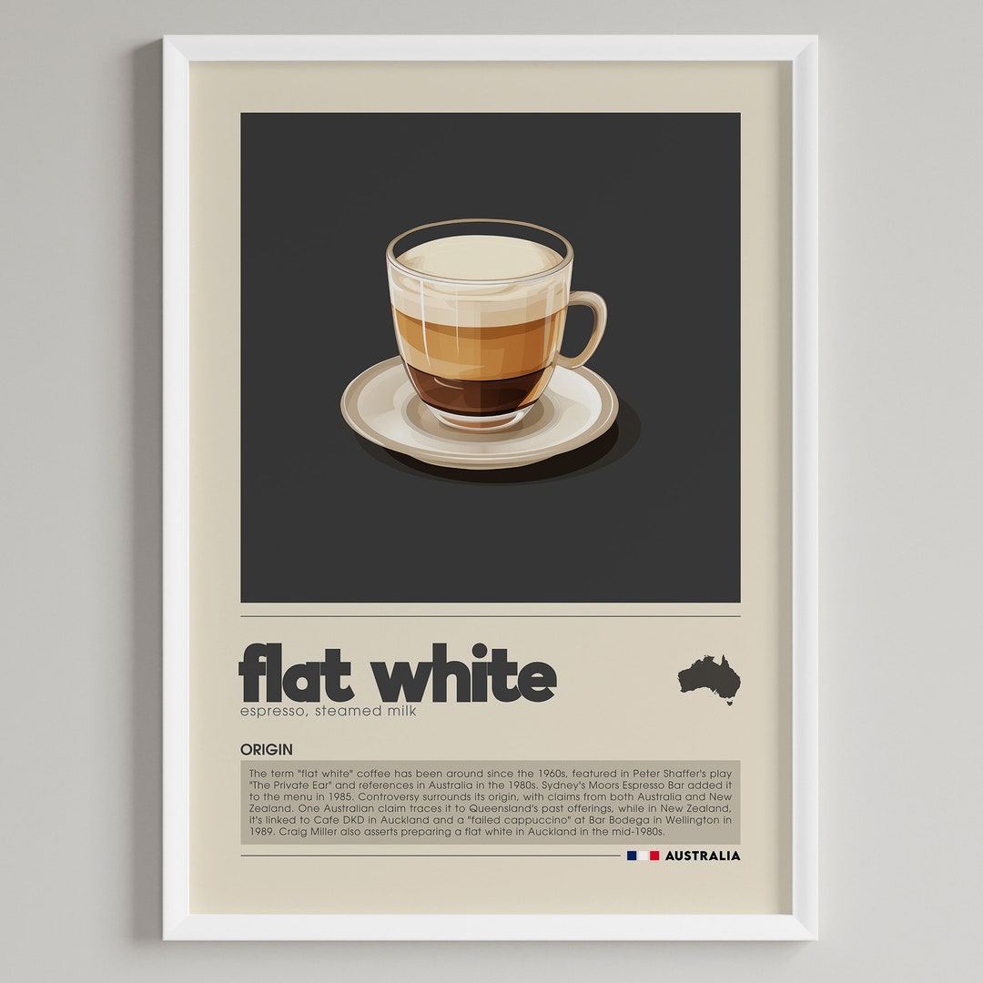 Flat White Coffee Art Print: Minimalist Cafe Decor (digital Download ...