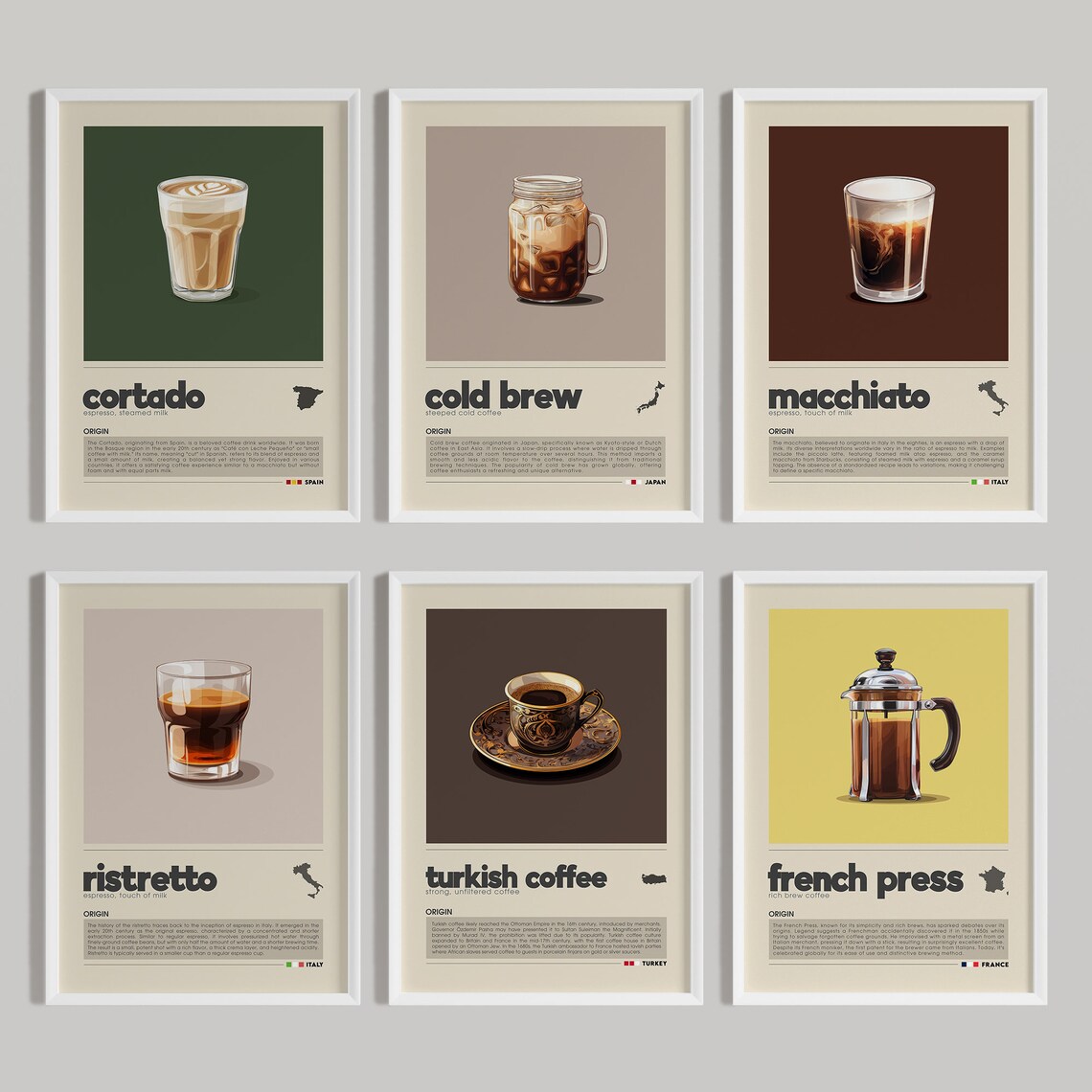 Coffee Poster | Gallery Wall Set of 12 | Minimalist Cafe Decor ...