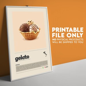 Gelato Poster | Italian Dessert | Minimalist Cafe Decor | Printable ...