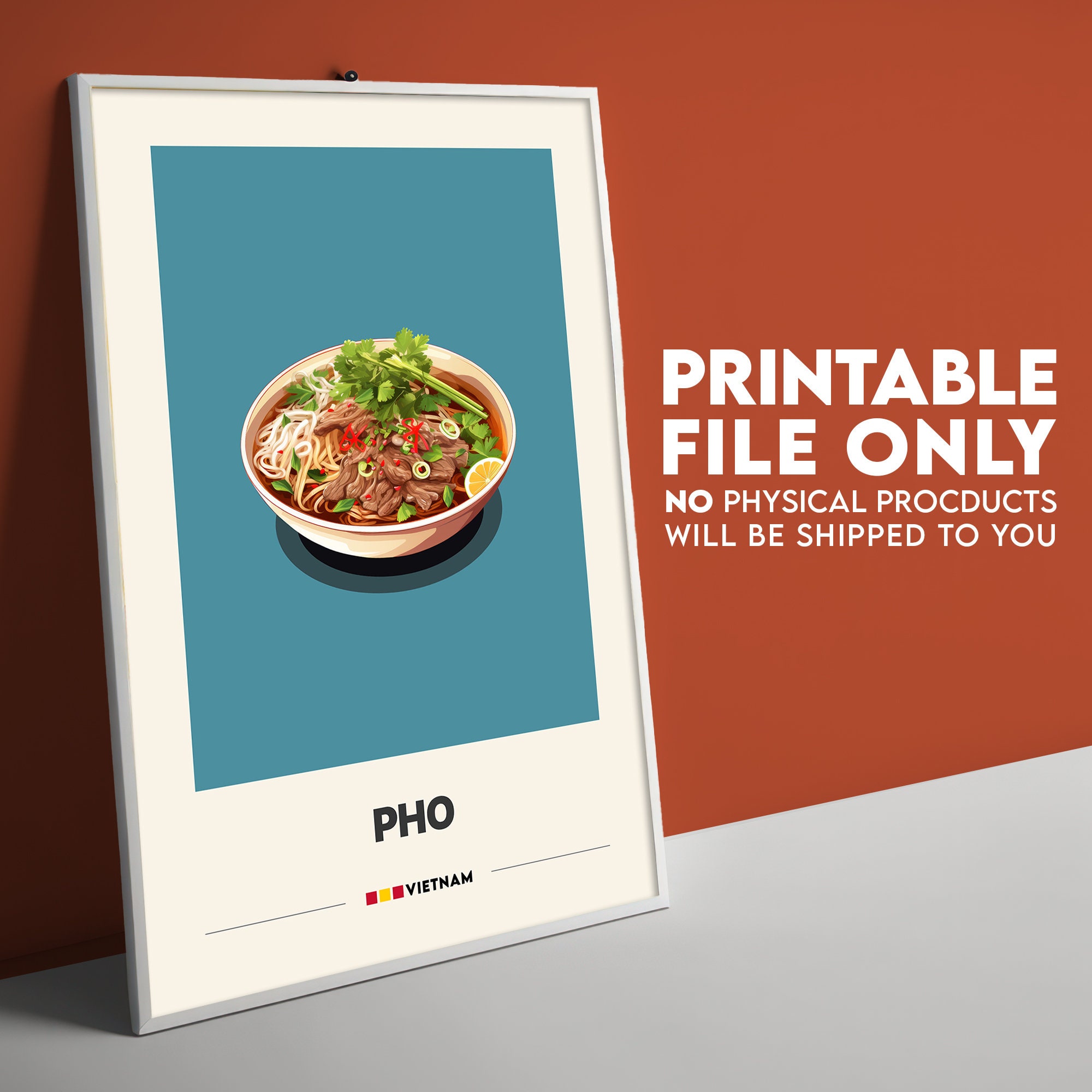 Pho Poster | Vietnamese Food | Minimalist Cafe Art Deco | Printable ...
