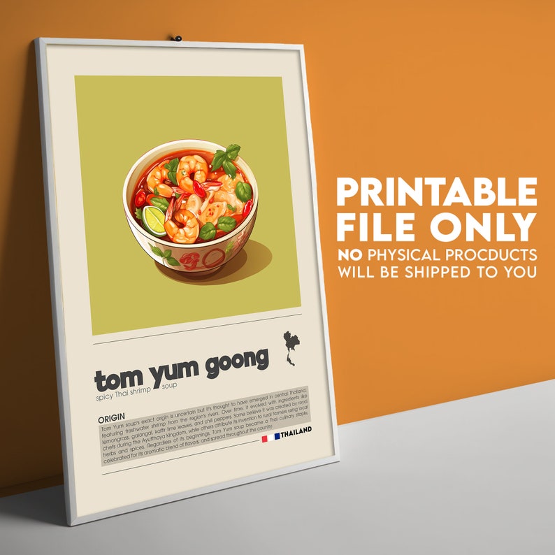 Tom Yum Goong Print: Minimalist Thai Food Art (digital Download) - Etsy