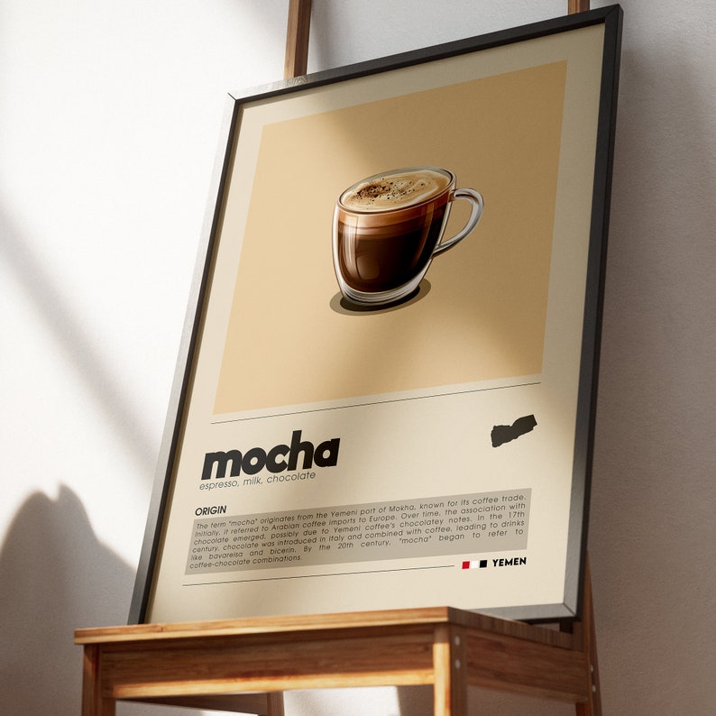 Mocha Poster Yemenis Coffee Minimalist Cafe Decor Printable Digital ...