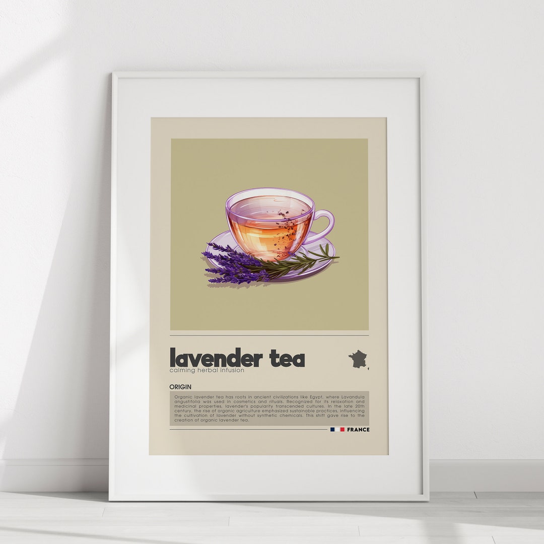 Lavender Tea Poster Minimalist Drink Art Classic French Tea Print Cafe ...
