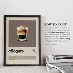 Affogato Poster | Minimalist Italian Dessert Art Deco | Kitchen, Cafe ...