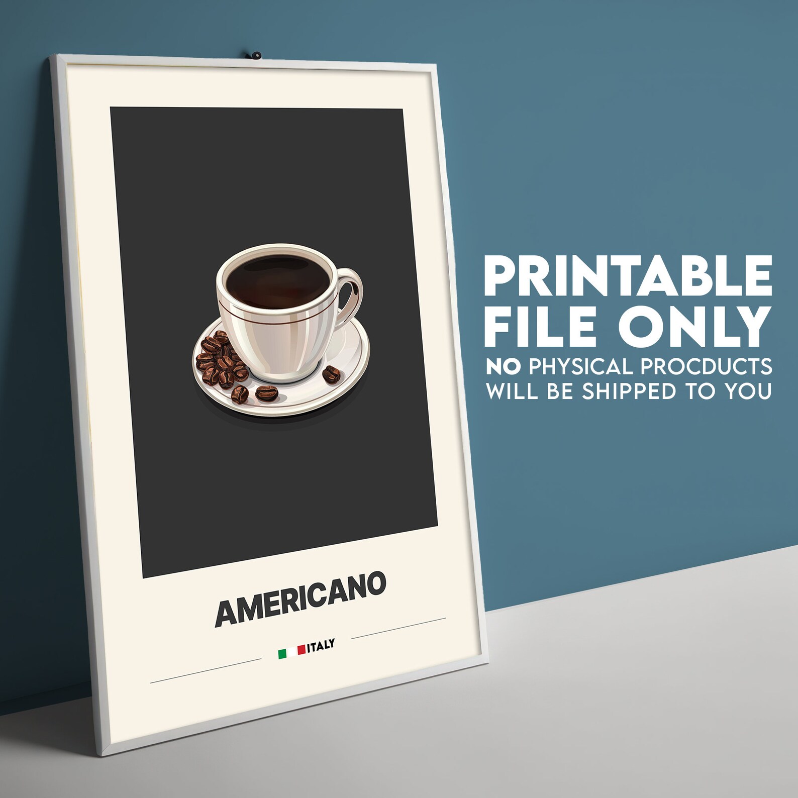 Americano Poster | Italian Coffee | Minimalist Room Decor | Printable ...