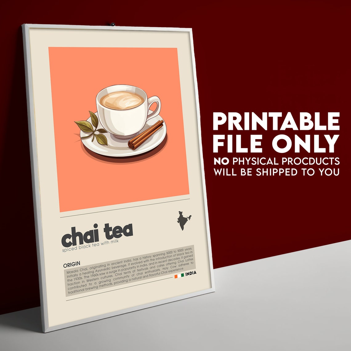 Chai Tea Poster: Minimalist Indian Drink Art (digital Download) - Etsy