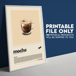 Mocha Poster Yemenis Coffee Minimalist Cafe Decor Printable Digital ...