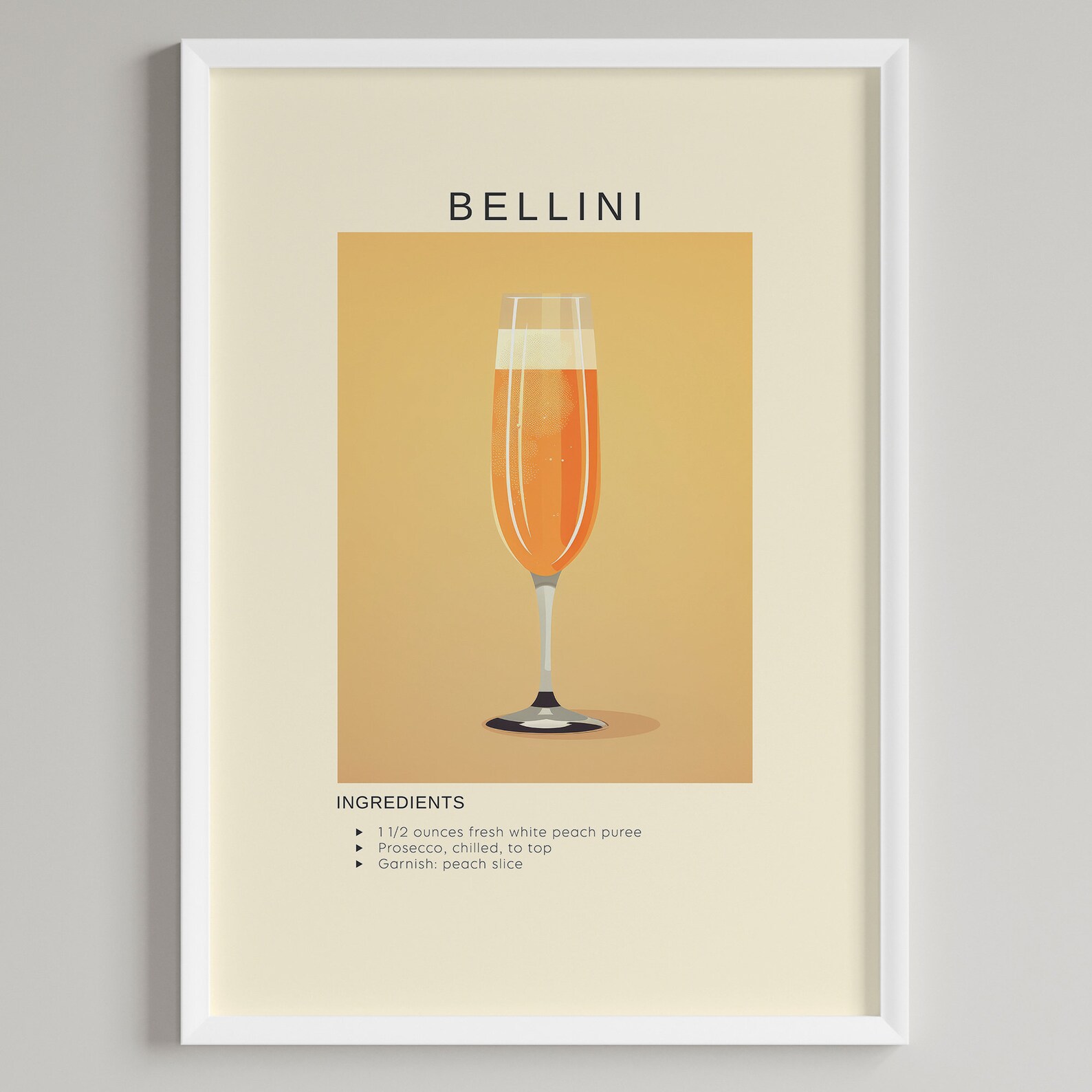 Bellini Cocktail Poster | Minimalist Bar Cart Decor | Printable Digital ...