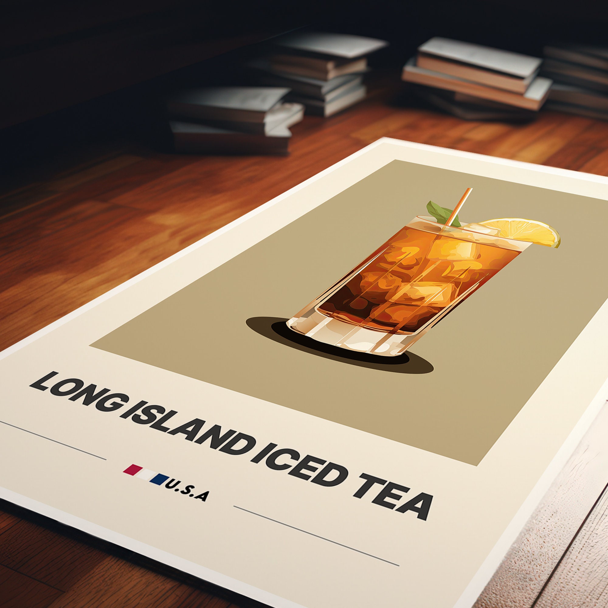 Long Island Iced Tea Cocktail Poster Minimalist Bar Cart Decor ...