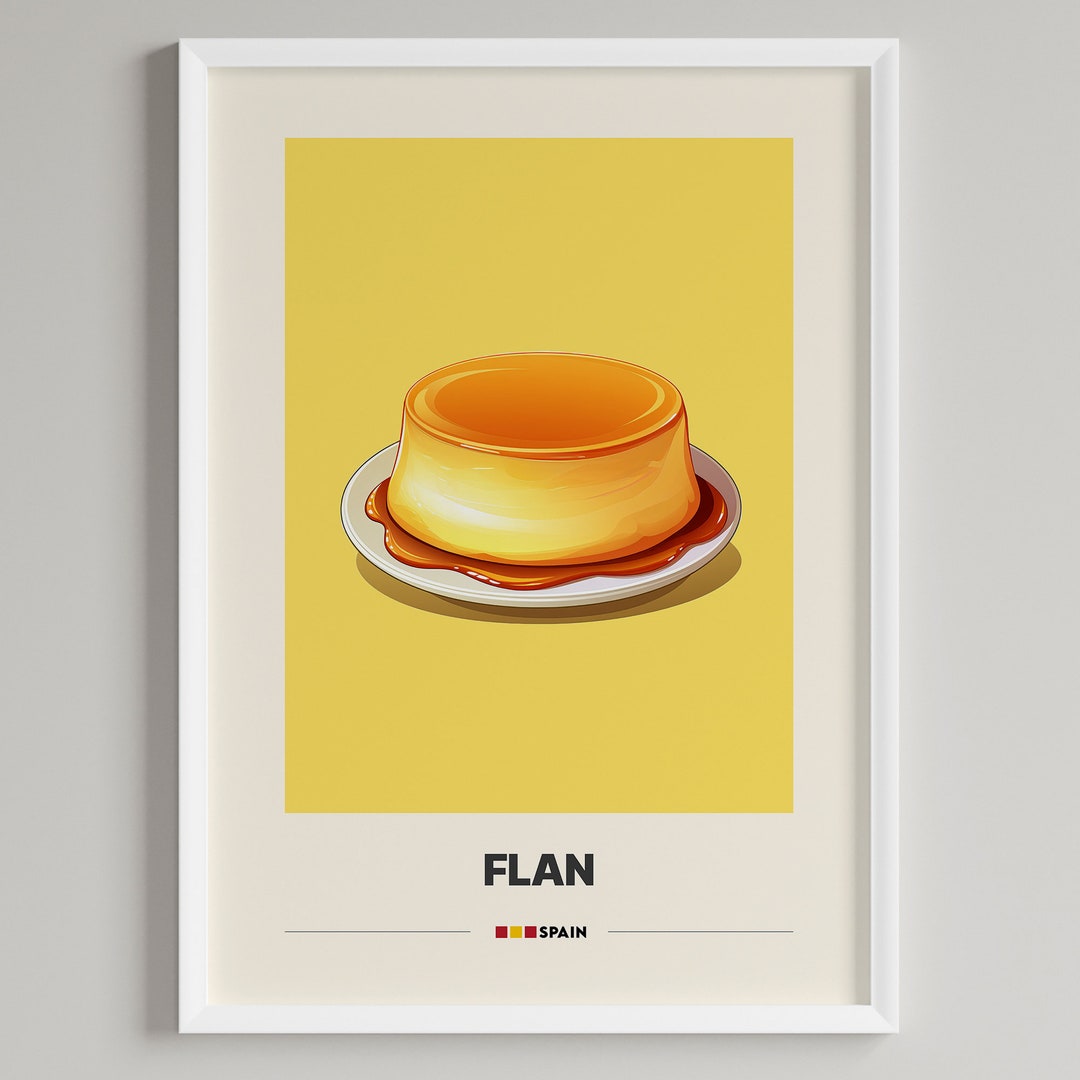 Flan Poster | Spanish Dessert | Minimalist Cafe Decor | Printable ...