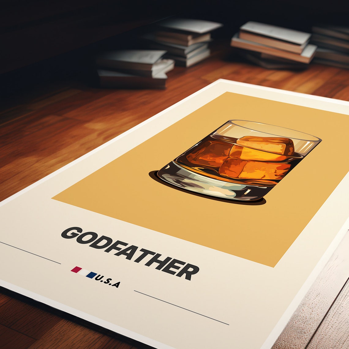 Godfather Cocktail Poster Minimalist Bar Cart Decor Printable Digital ...