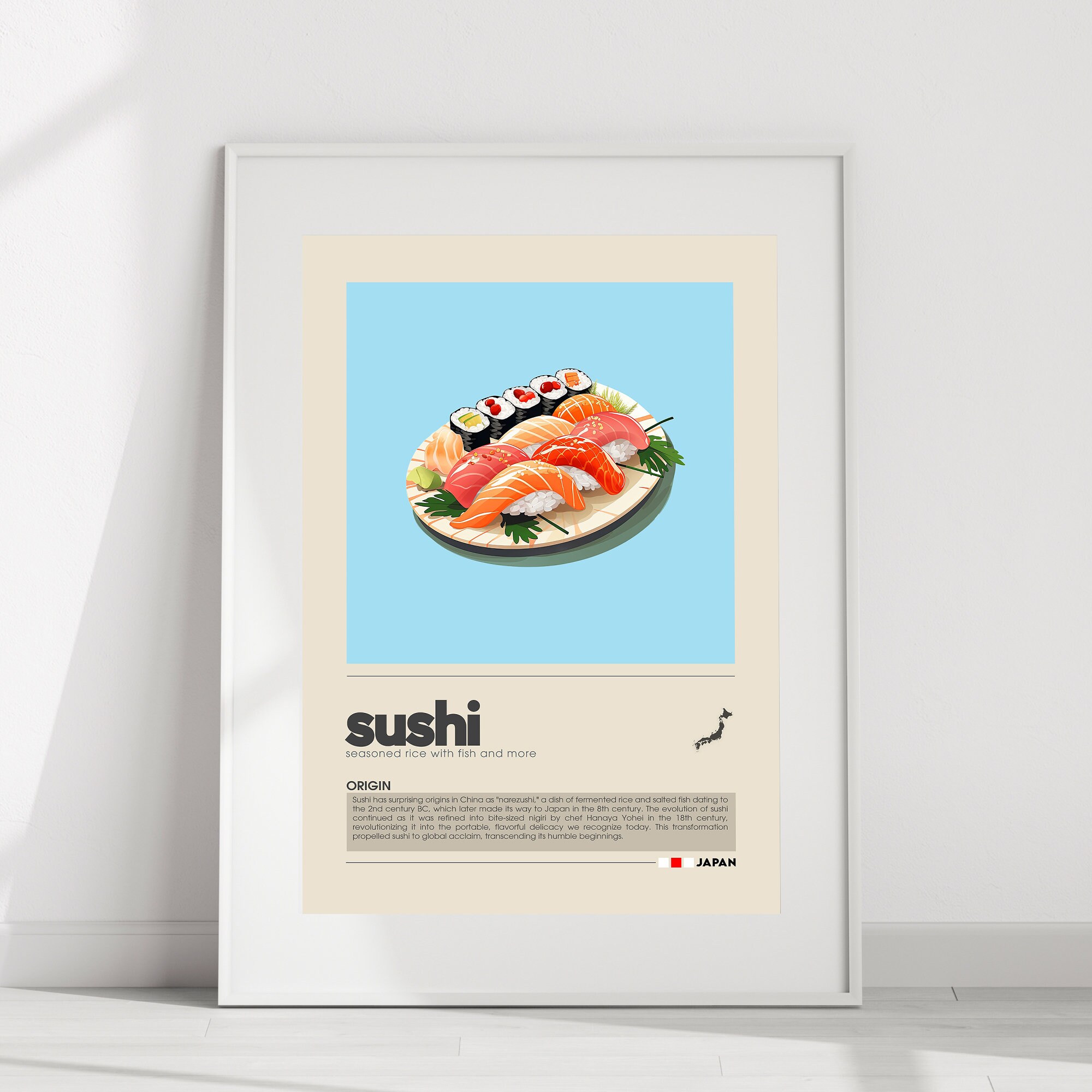 Sushi Poster Minimalist Japanese Food Art Cafe Decor Wall - Etsy
