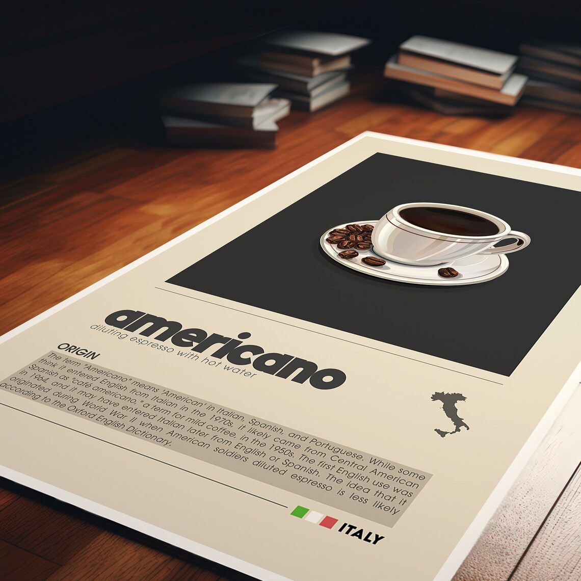 Americano Poster | Italian Coffee | Minimalist Wall Decor | Printable ...