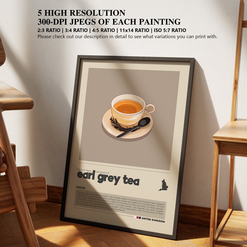 Earl Grey Tea Poster | Minimalist Drink Art | Classic European Tea ...