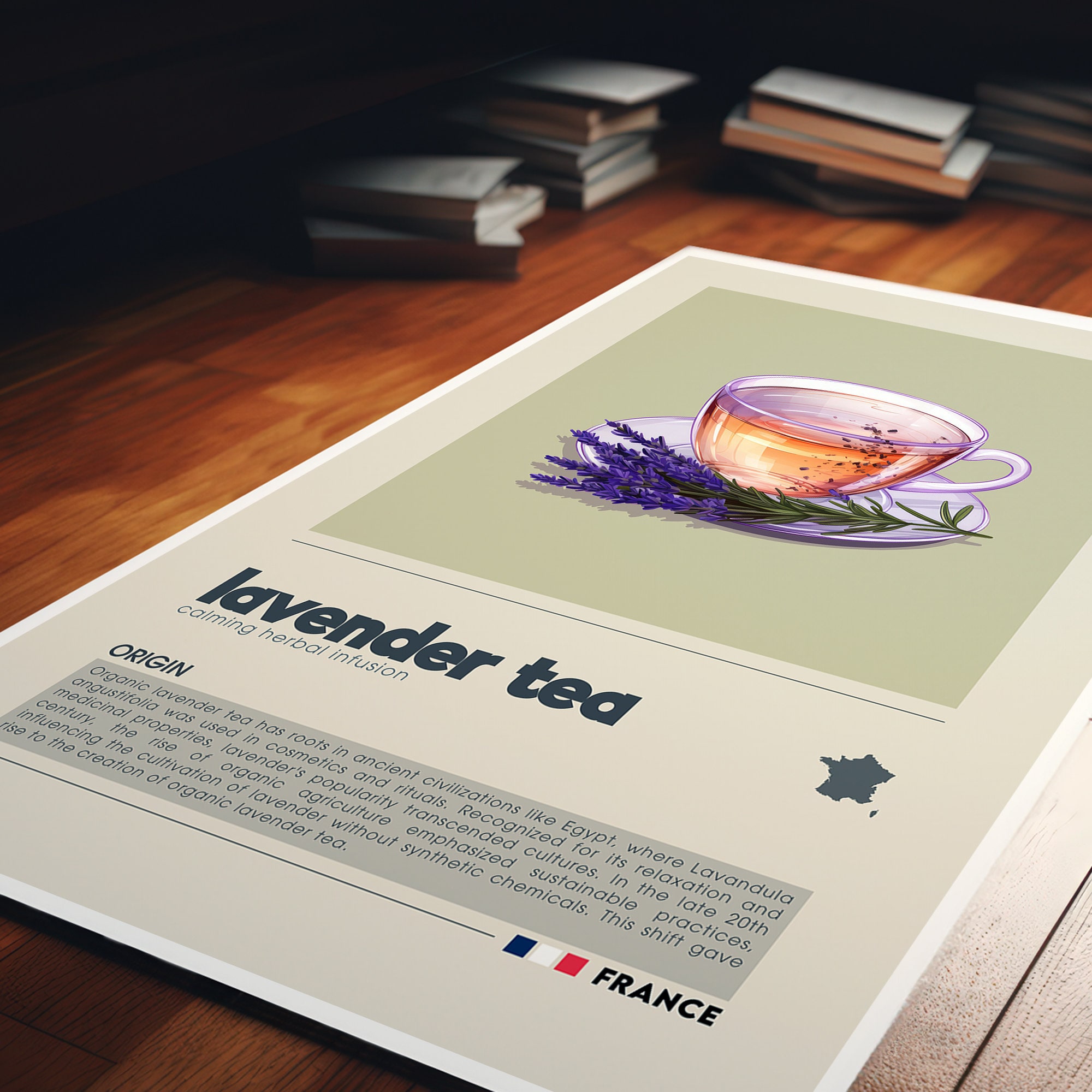 Lavender Tea Poster Minimalist Drink Art Classic French Tea Print Cafe ...