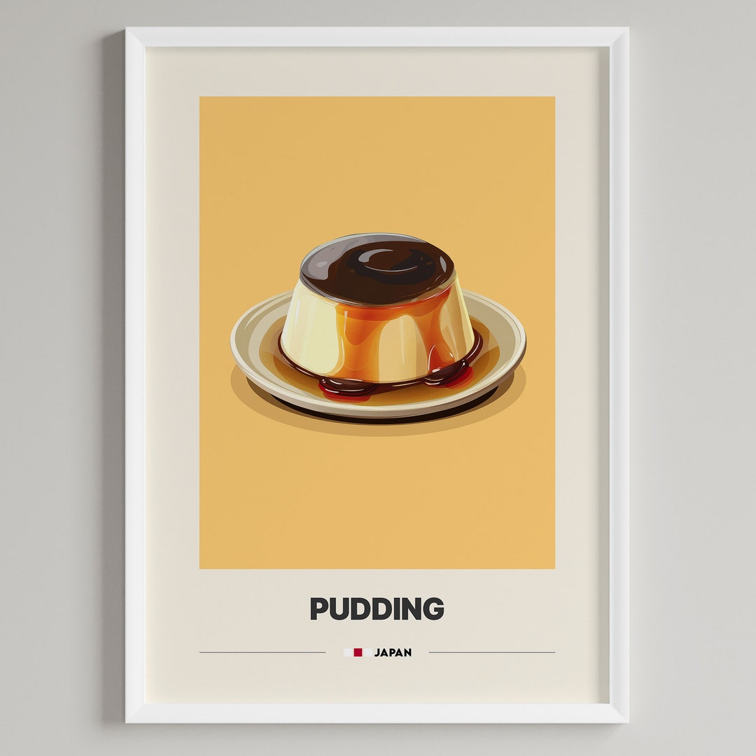 Pudding Poster Japanese Dessert Minimalist Cafe Decor Printable Digital ...