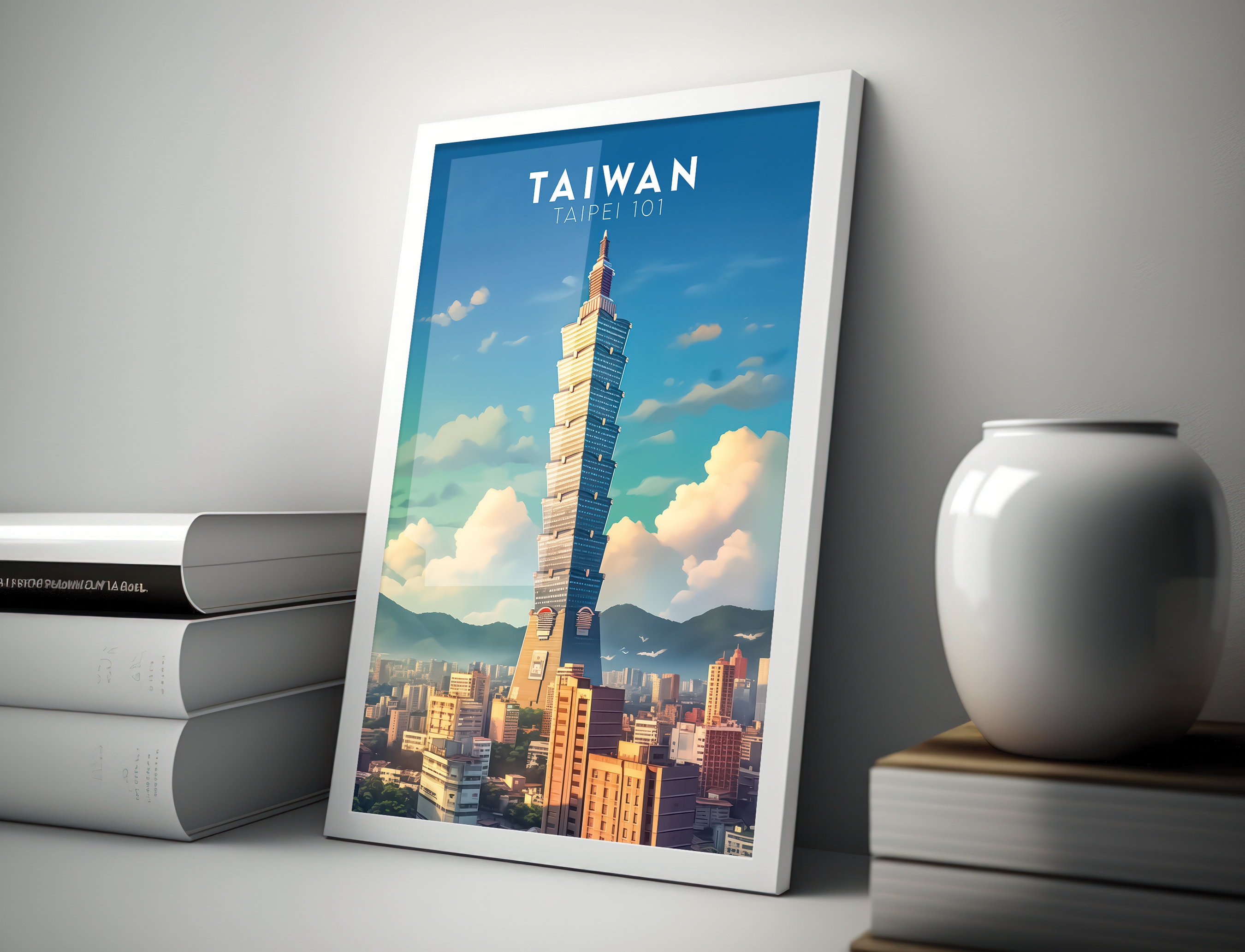 Taiwan Travel Poster, Taipei 101 Art Print, Home Decor Wall Art, Iconic ...