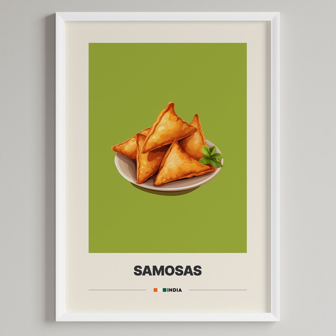 Samosas Poster | India Food | Minimalist Cafe Art Deco | Printable ...