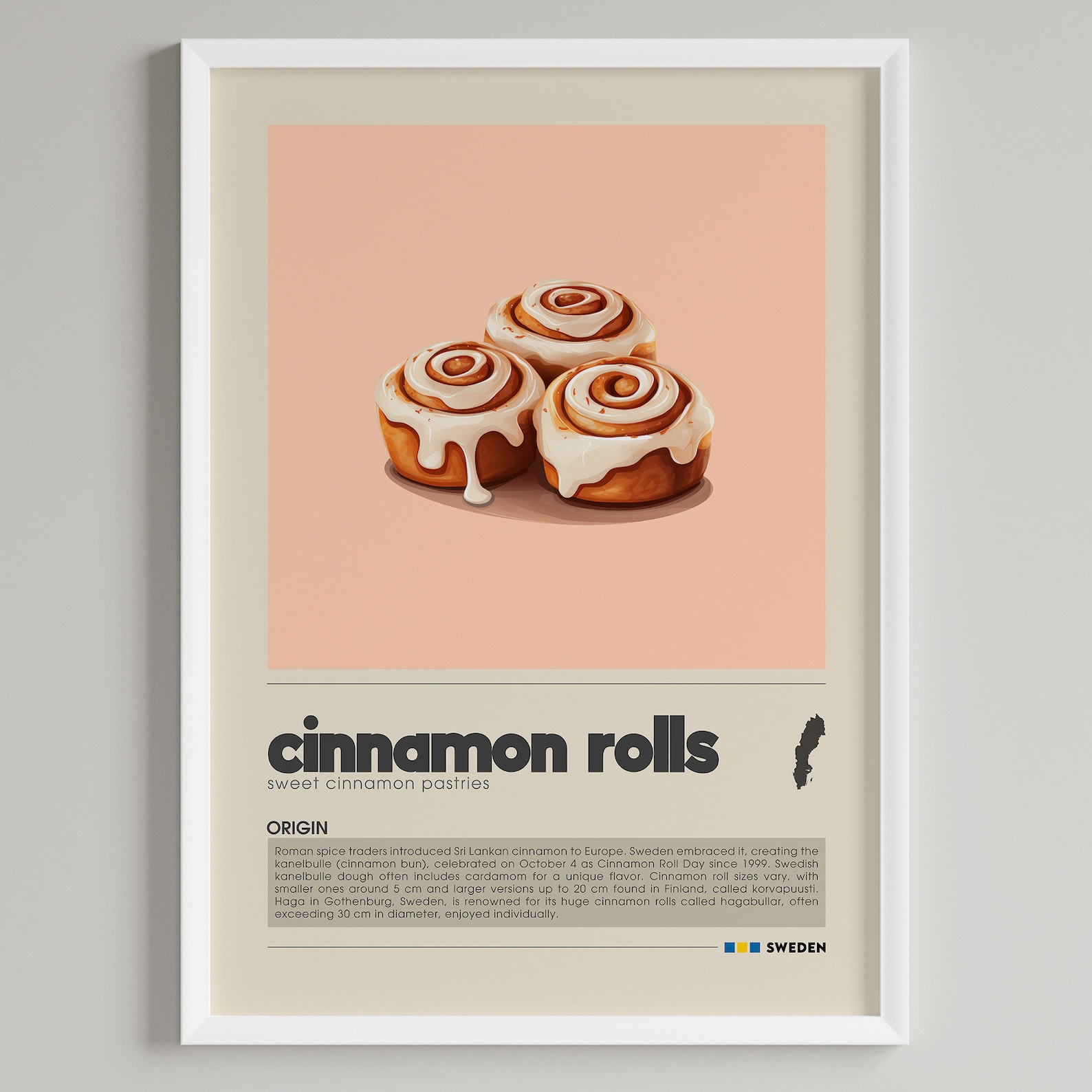 Cinnamon Rolls Poster: Minimalist Swedish Dessert Print (digital ...