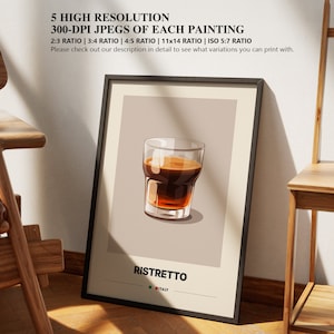 Italian Coffee Art Print Set of 6: Minimalist Cafe Decor (digital ...