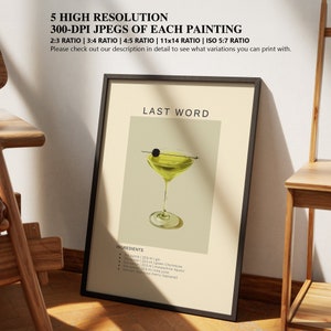 Last Word Cocktail Poster | Minimalist Bar Cart Decor | Printable ...