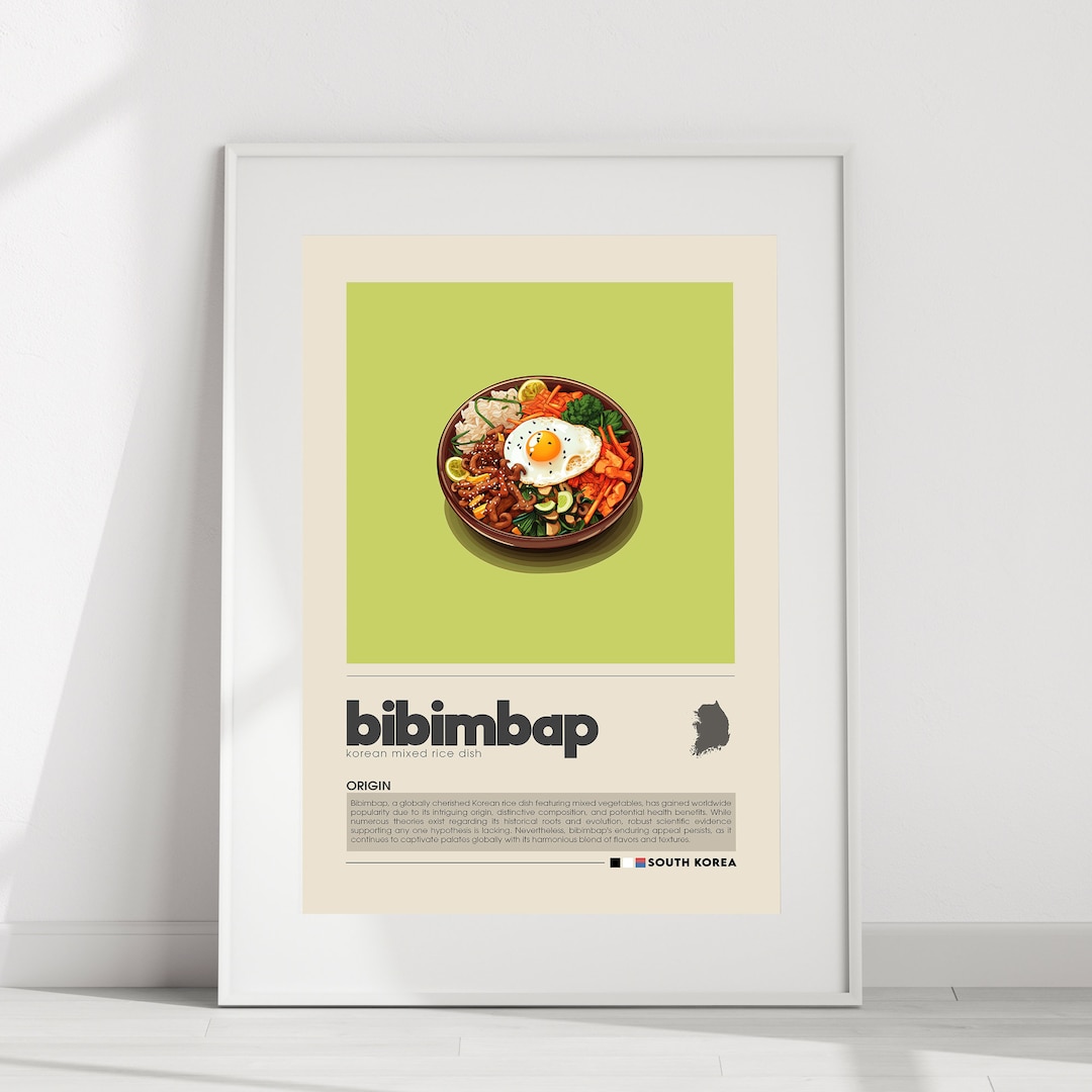 Bibimbap Poster Minimalist Korean Food Art Cafe Decor Wall - Etsy