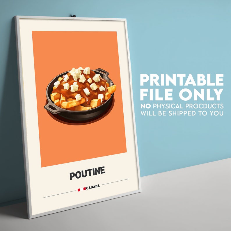 Poutine Poster | Canadian Food | Minimalist Cafe Art Deco | Printable ...