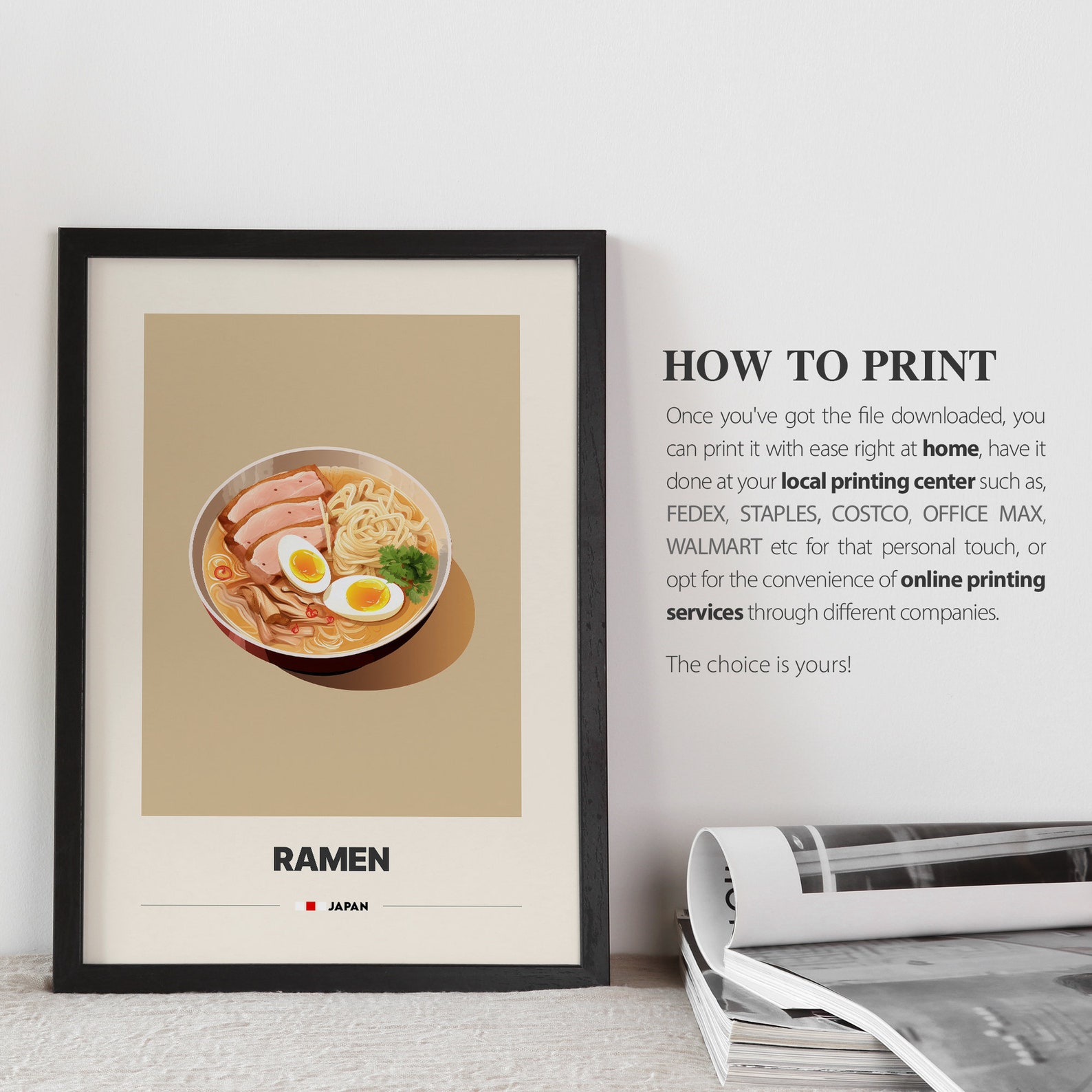 Ramen Poster | Japanese Food | Minimalist Cafe Art Deco | Printable ...